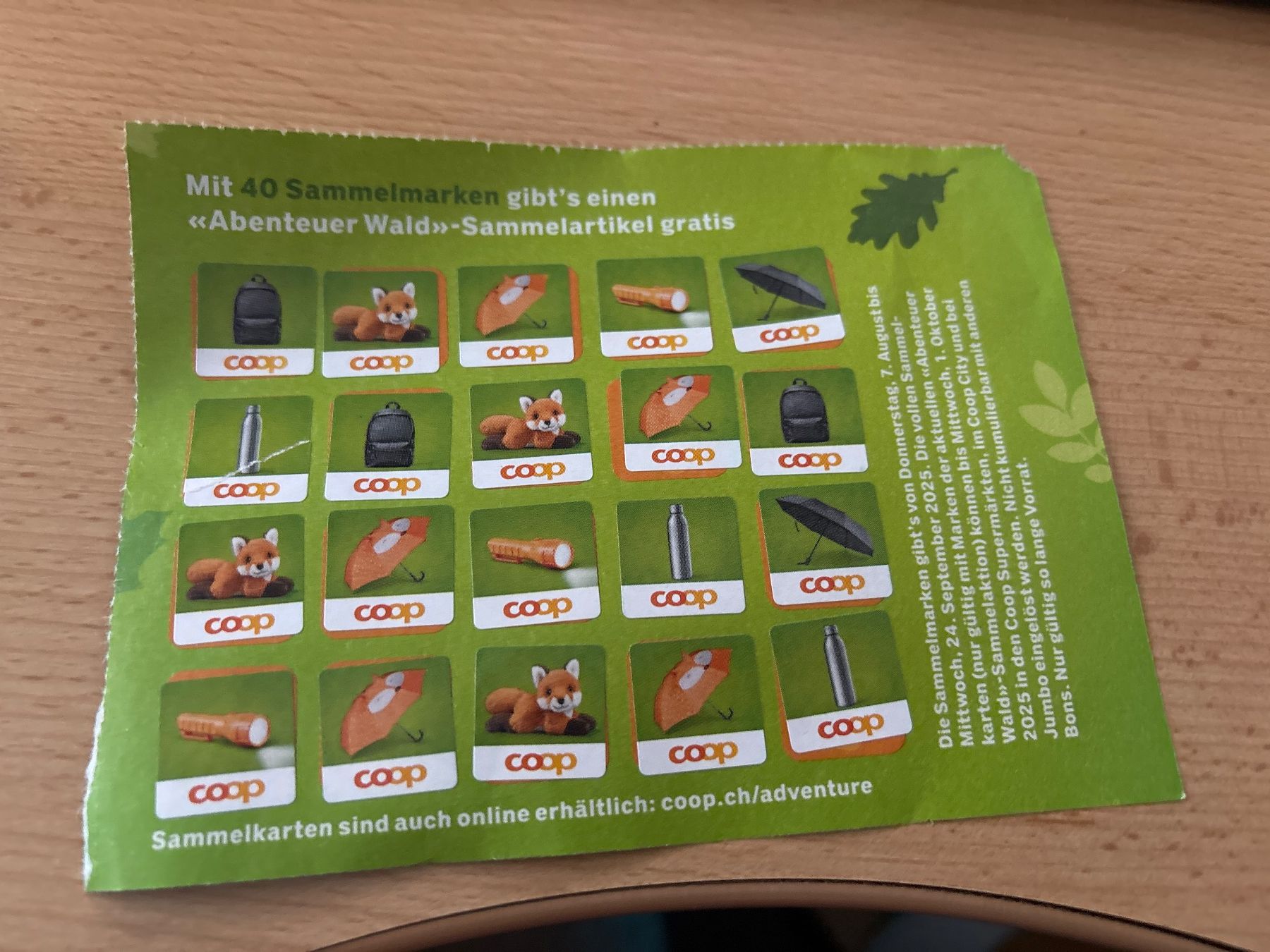 1 volle Karte Coop Abenteuer Wald 40 Sammelmarken (Neu und originalverpackt) in Montlingen für ...