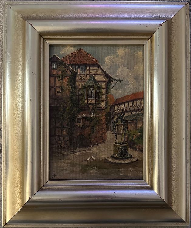 Dorf Ansicht Gemälde Monogr | Kaufen auf Ricardo