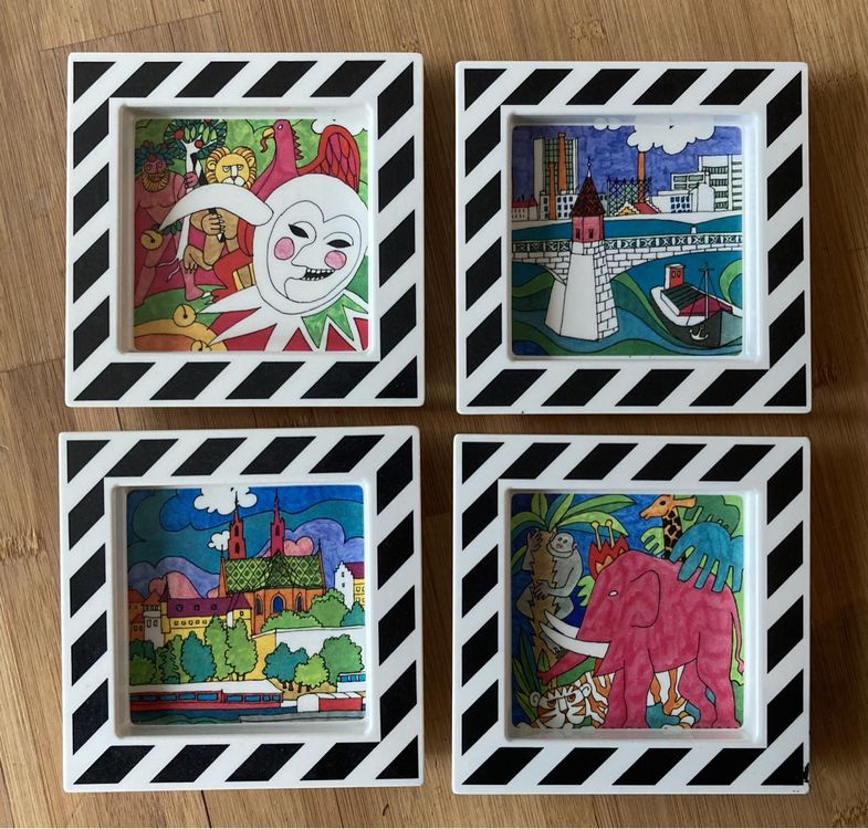 4 Ornamin SANDOZ Schalen 13x13 cm, Design Donald Brun (Gebraucht) in ...