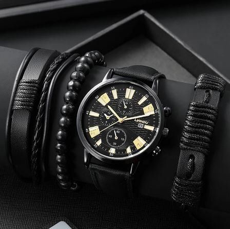 Männer Uhr Liandu mit Lederarmband und 3 Armbändern Neu/OVP (Neu und ...