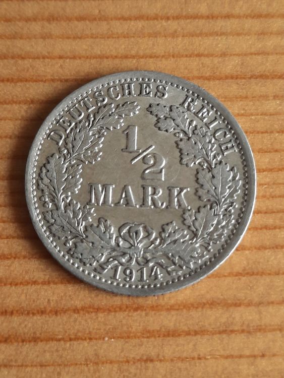 DE-Deutsches Reich 1/2 Mark 1914 A Silber Zustand gem. Bild (Gebraucht ...