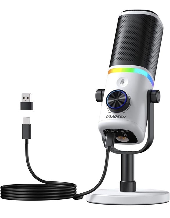 USB Mikrofon Weiß RGB – 192kHz Studio Mic für PC & Stream (Neu und ...