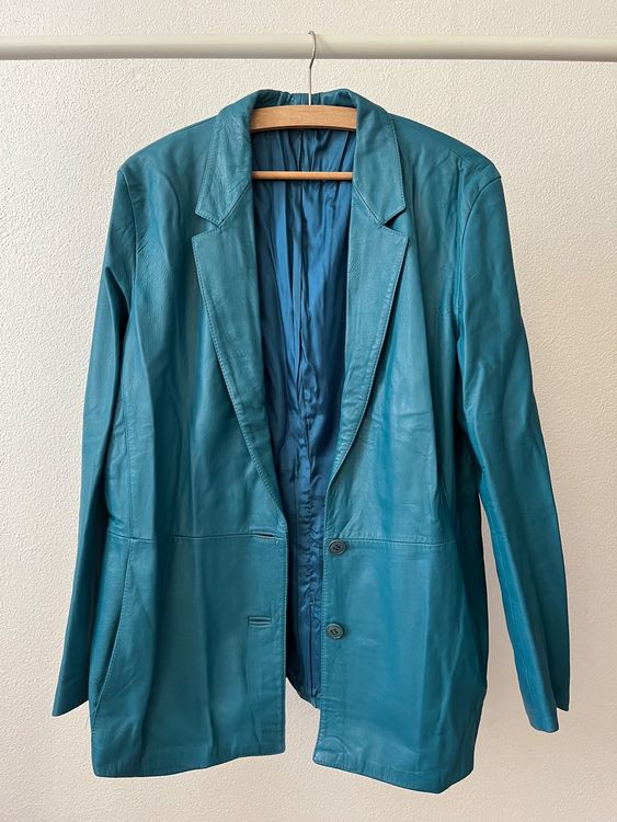 Vintage Turquoise Jacket - Real Leather, Made in Italy | Kaufen auf Ricardo