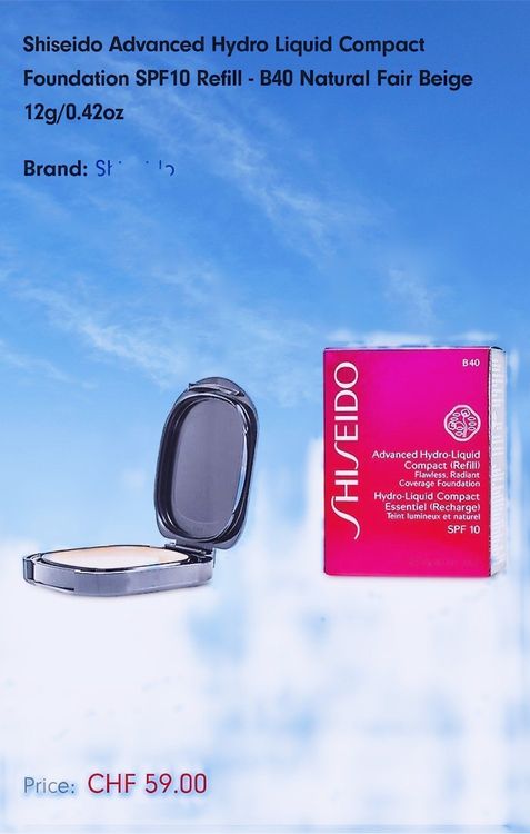 Shiseido B40 Hydro Liquid Compact Reffil (Neu und originalverpackt) in ...