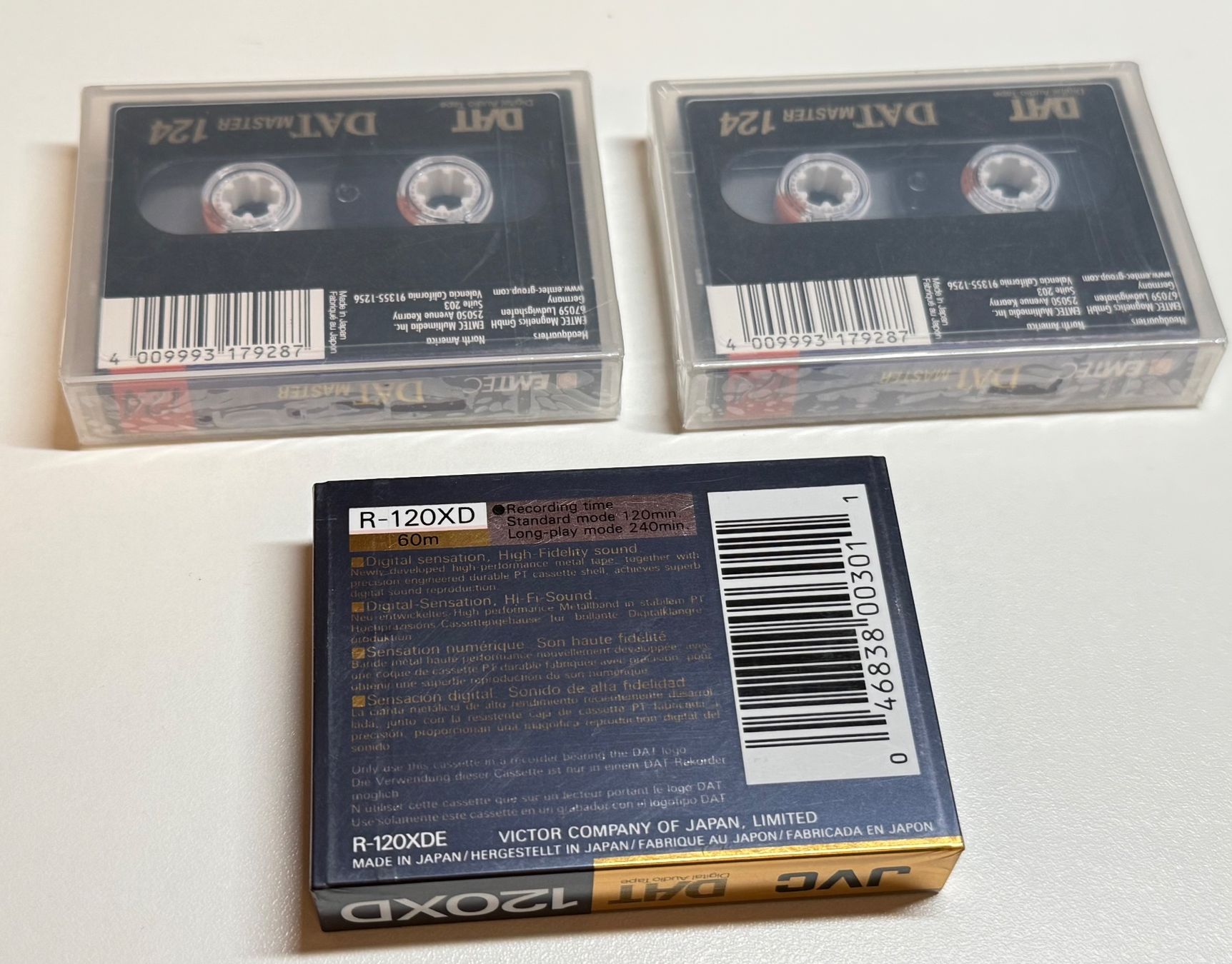 3 Cassettes DAT vierges JVC + EMTEC (Neuf avec emballage d'origine) à ...