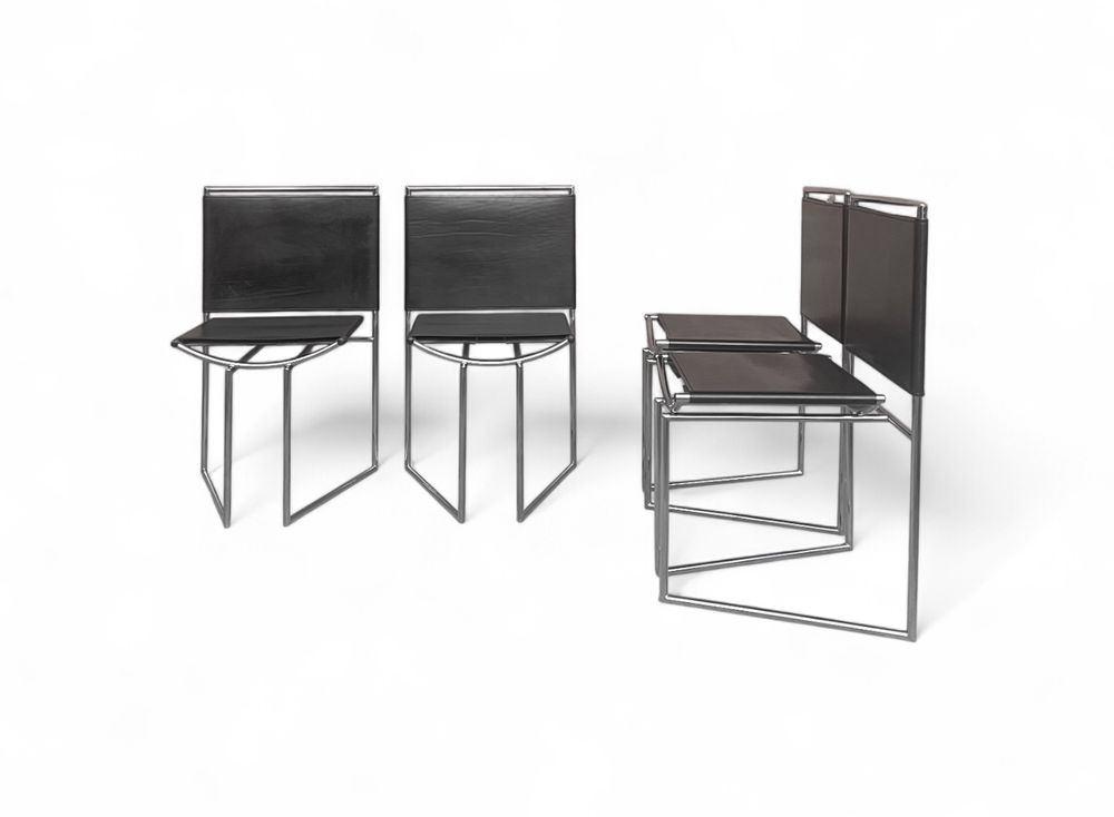 Mario Botta / 4er Set Modell 91 / Leder schwarz | Kaufen auf Ricardo