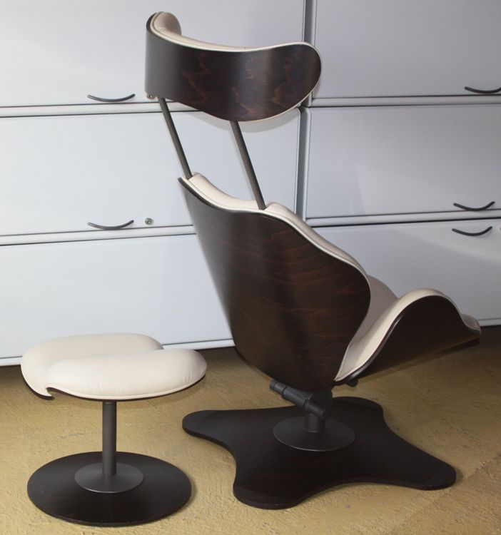 Varier Stokke Tok Relaxstuhl Leder creme gelb Holz Nussbaum | Kaufen auf Ricardo