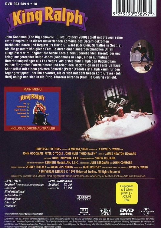 King Ralph (1991) John Goodman/Peter O'Toole/John Hurt/DVD (Gebraucht ...