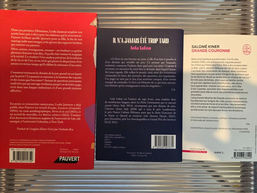 Leslie Jamison, Salomé Kiner, Lola Lafon, 3 livres (D'occasion) à ...