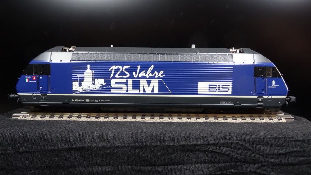 Hag 185, BLS, Re 4/4 465 blau, 125 Jahre SLM, Vitrine (Neu (gemäss ...