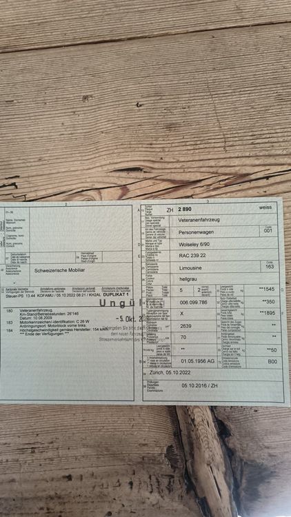 Wolseley 6/90 (Gebraucht) in Vilters für CHF 8999 – nur Abholung auf Ricardo kaufen