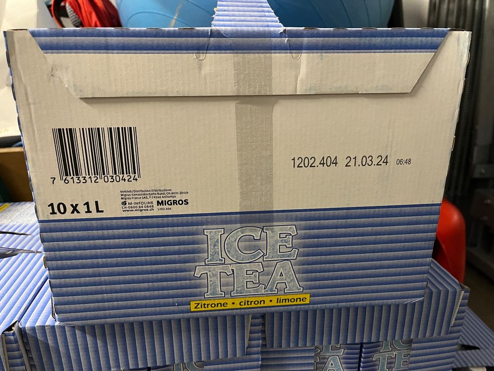 80 Liter Migros Ice Tea (8 x 10 x 1 Liter Tetra Pack) (Neu und ...