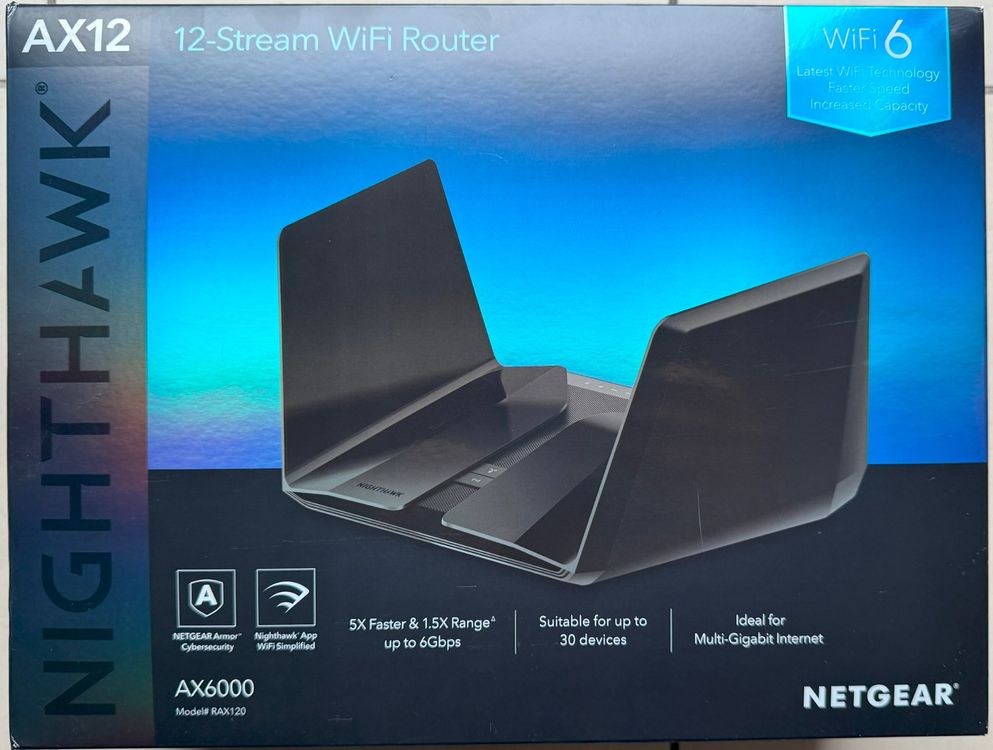 Netgear RAX120v2 — Nighthawk 12-Stream AX6000 WiFi 6 Router (Gebraucht ...