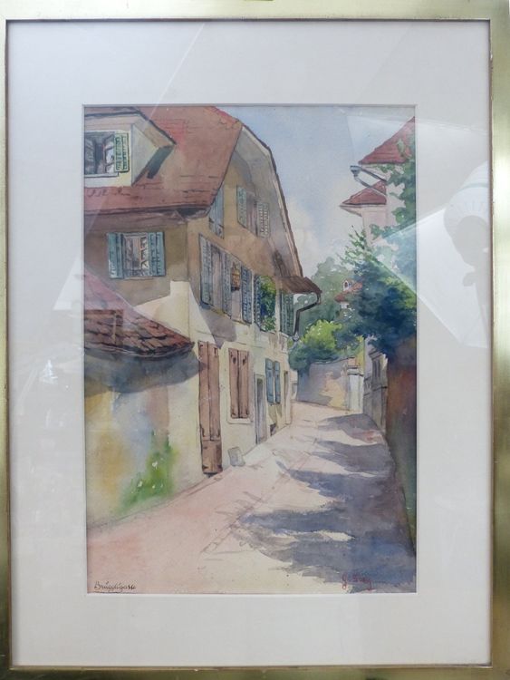 „Brüggligasse“ Aquarell wohl Max Joseph von Sury 1842-1920 (Gebraucht ...