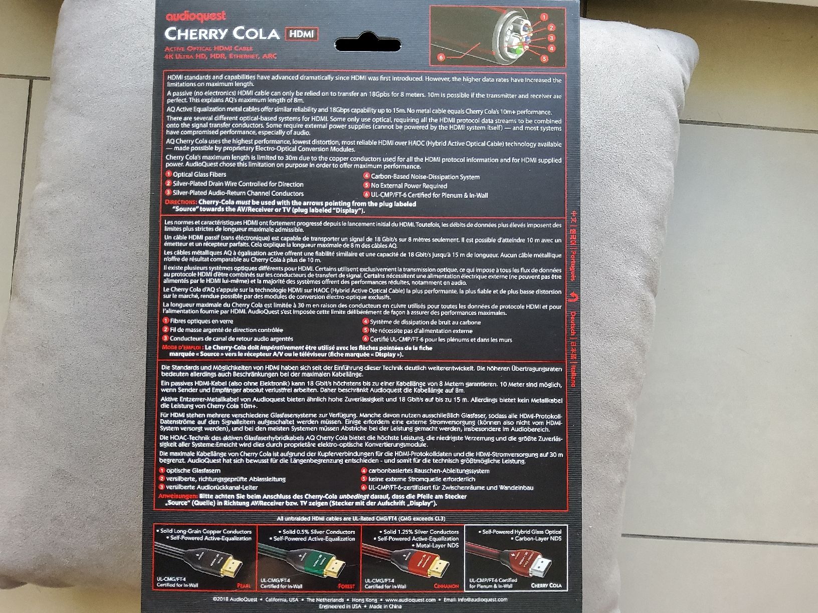 AudioQuest Cherry Cola 18 HDMI 2.0 optique Quartz 4K HDR 5m (Neu ...
