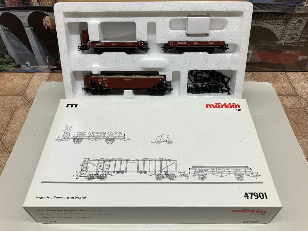 Märklin 47901 Wagen-Set "Gleisbauzug mit Draisine" der DRG | Kaufen auf ...