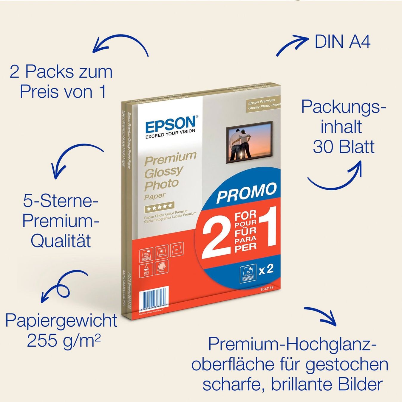 Epson Premium Glossy 255 g/m², A4, 30 x (Neu und originalverpackt) in Lommiswil für CHF 10 – mit ...