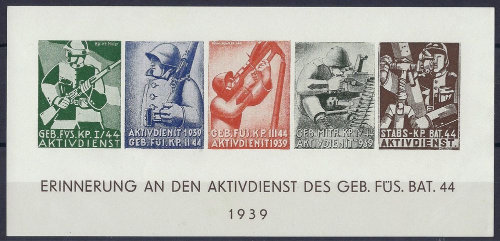 Block Geb. Füs. Bat. 44 Aktivdienst 1939 (Neu (gemäss Beschreibung)) in ...