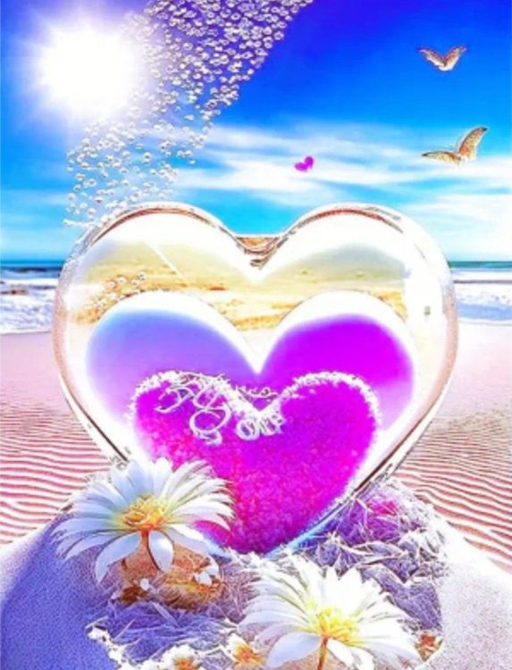 Aktion! Diamant Painting Glasherz Strand B70 | Kaufen auf Ricardo