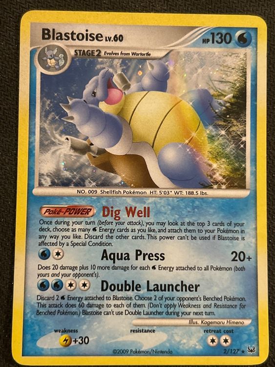 PokemonCardOldSuperRare Platinum 2009 , Blastoise Lv.60 holo (Gebraucht ...
