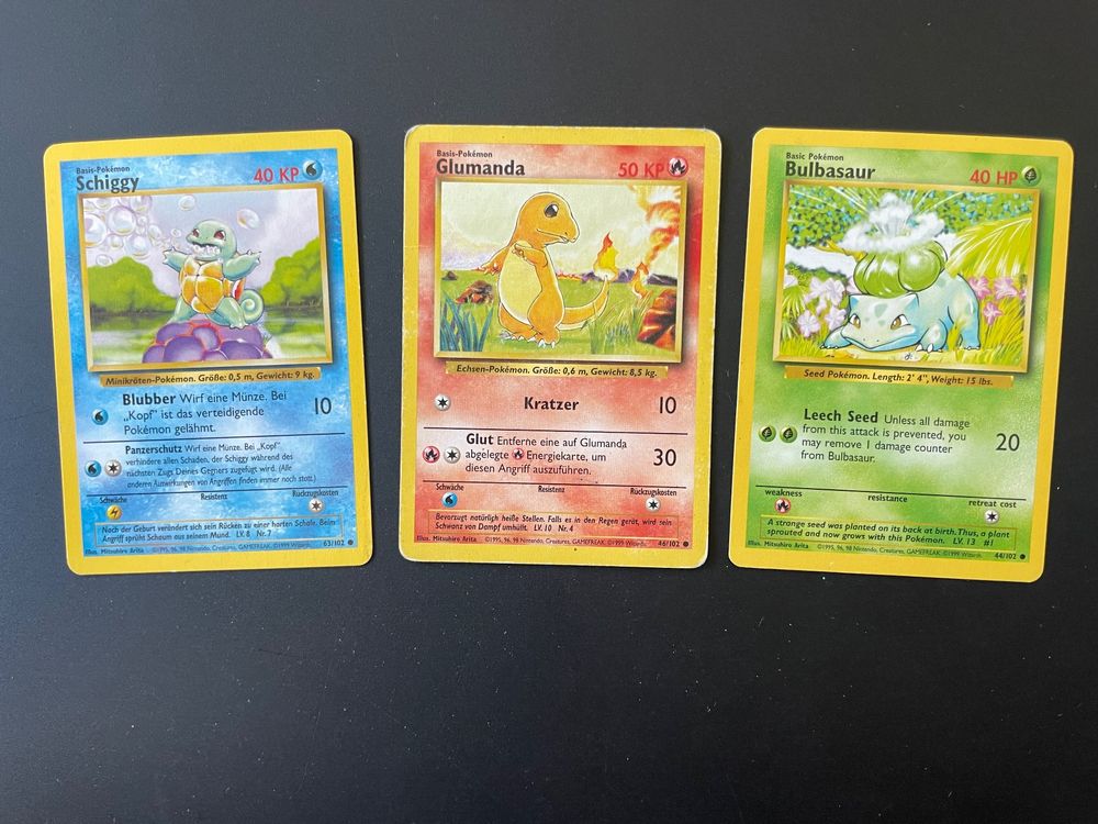 Pokemonkarten - Base Set - WOTC - 3 Starter Pokemon | Kaufen auf Ricardo