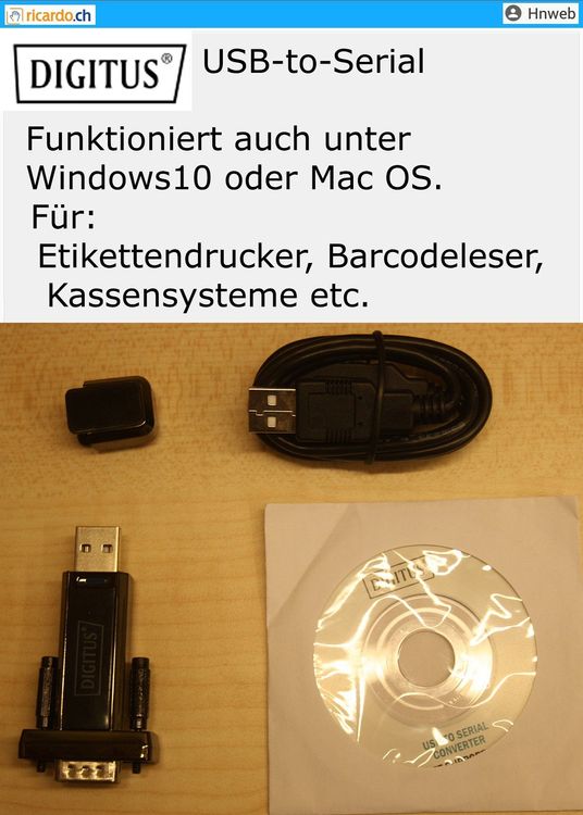 DIGITUS USB-to-Serial Adapter (D'occasion) à Kaisten pour CHF 1 – avec ...