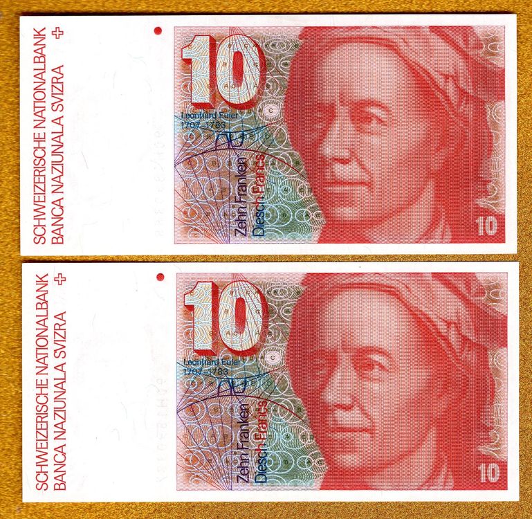 Schweizer noten 2 stück 1990 serie consecutive UNC | Kaufen auf Ricardo