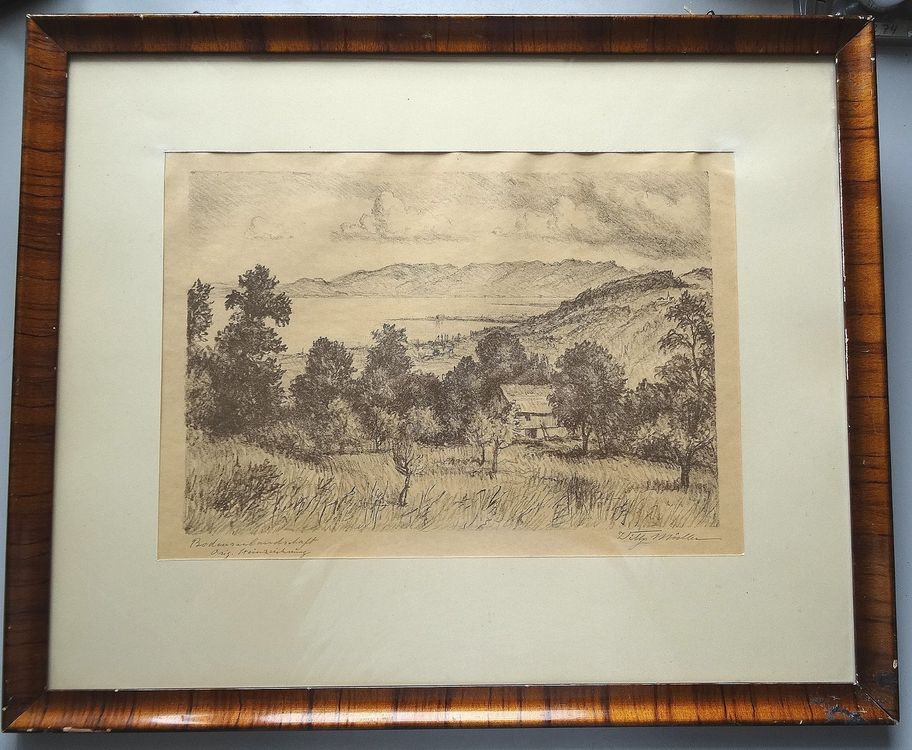 Bodenseelandschaft, orig. Lithographie, sign. Willy Müller (Gebraucht ...