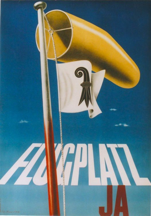 BASEL FLUGPLATZ JA c.1945 - Original Plakat (Gebraucht) in Blonay für CHF 280 – mit Lieferung ...
