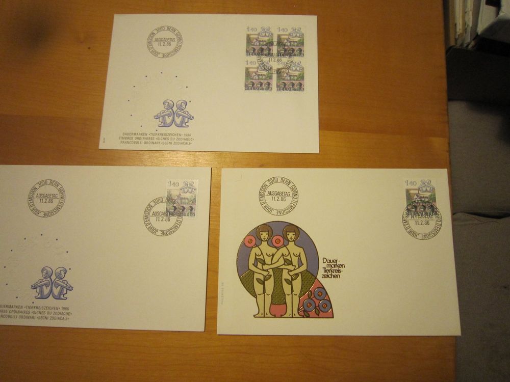 CH 1986 FDC Serie und 4er und Spezialcouvert (Gebraucht) in Gordola für ...