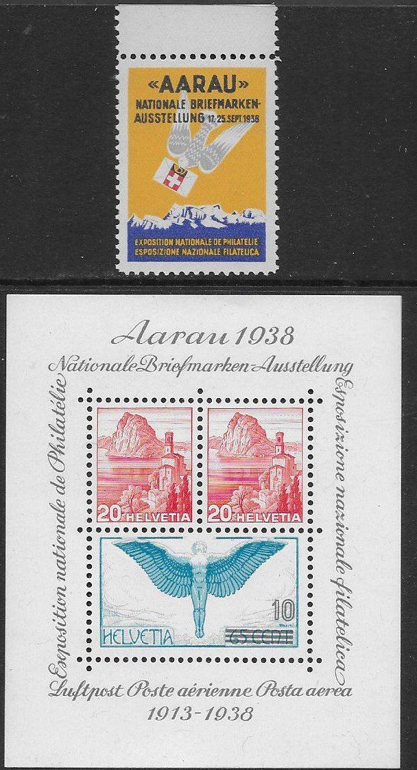 1938 Aarau BLOCK ** W11 / VIGNETTE von der Austellung ab 1.- (Neu ...