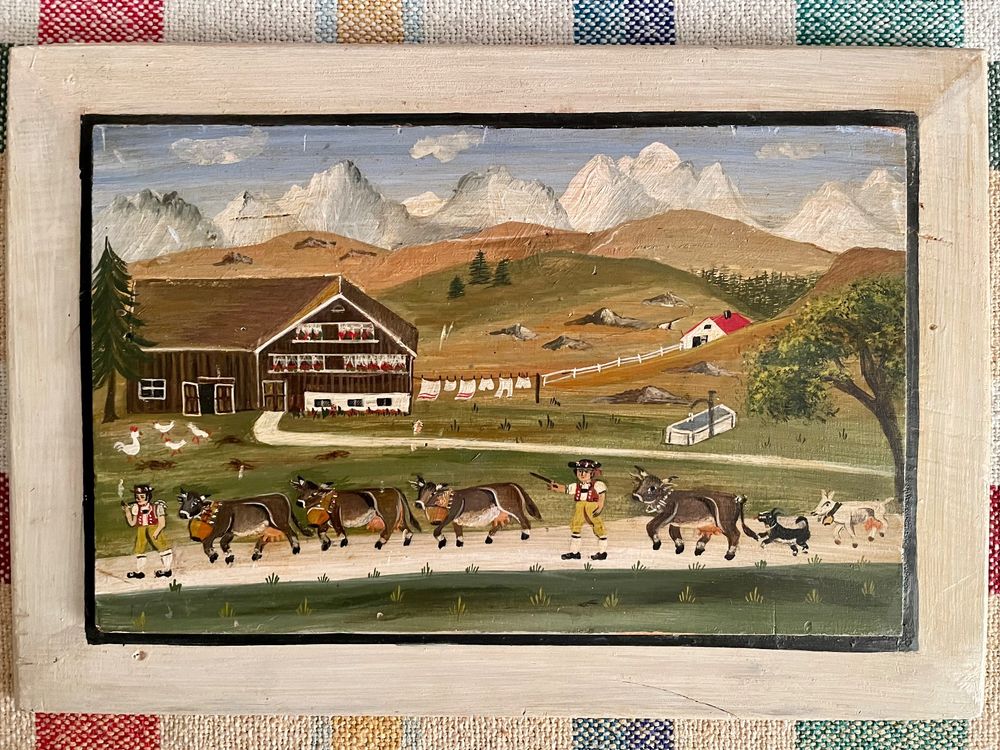 Bild ‚Appenzeller Bauernmalerei‘ auf Holz. | Kaufen auf Ricardo