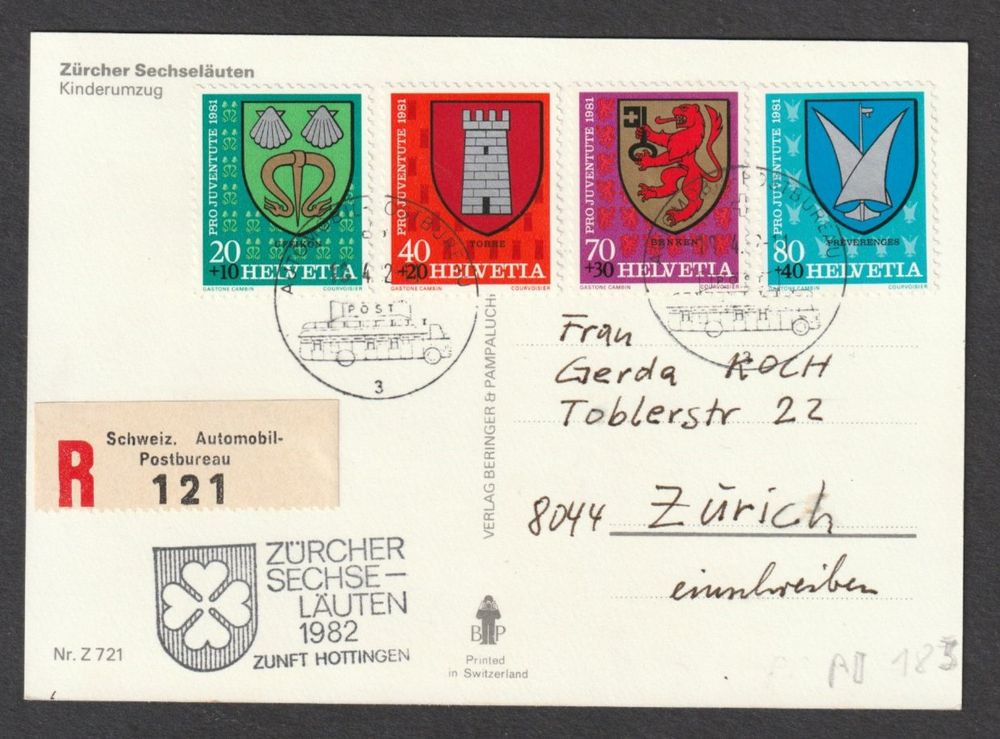 Zürich Sechseläuten, Kinderumzug - top R-Frankatur 1982 (A1 (Gebraucht) in Ruggell für CHF 0.6 ...