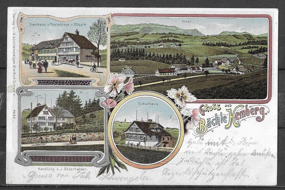 SG Gruss aus Bächle Hemberg 1908 (Litho) (Gebraucht) in Schocherswil für CHF 25 – mit Lieferung ...