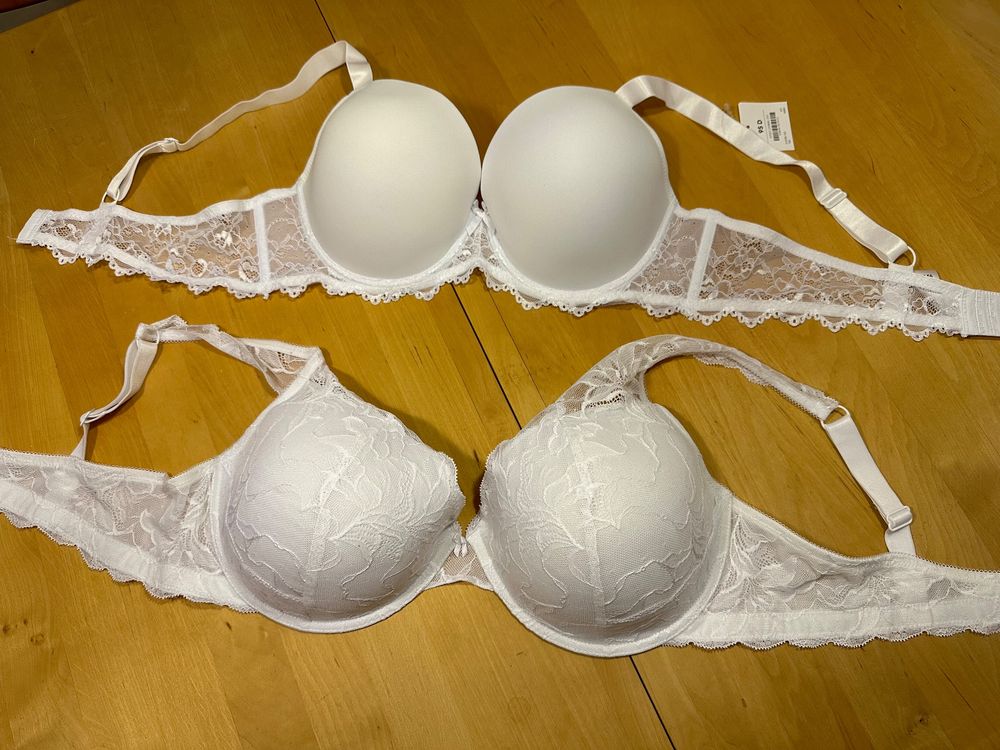 2er Set Schalen - BH’s Gr. 95 D weiss mit und ohne Spitze | Kaufen auf ...