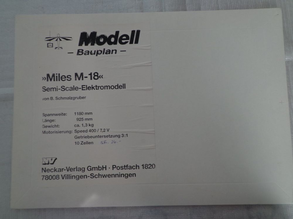 Bauplan Miles M-18, spannweite 1180mm (Neu (gemäss Beschreibung)) in ...
