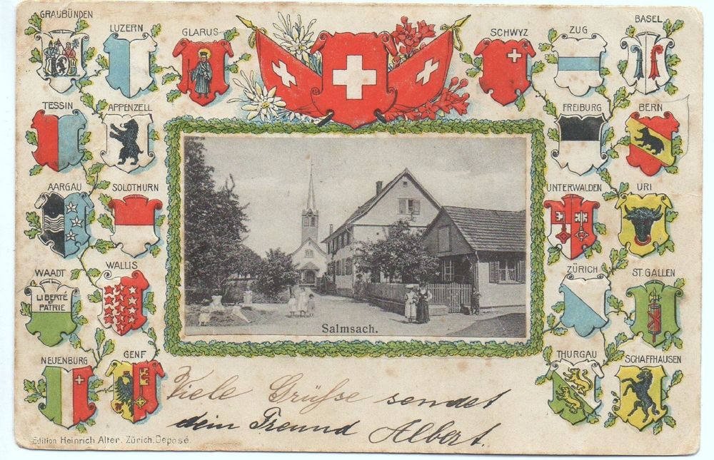 SALMSACH bei Romanshorn - Präge-AK Wappen Kantone Schweiz | Kaufen auf Ricardo
