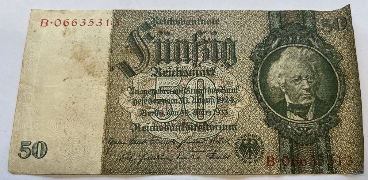 Alte 50 Reichsmark Banknote, Jahr 1933, Rarität! (Gebraucht) in Olten ...