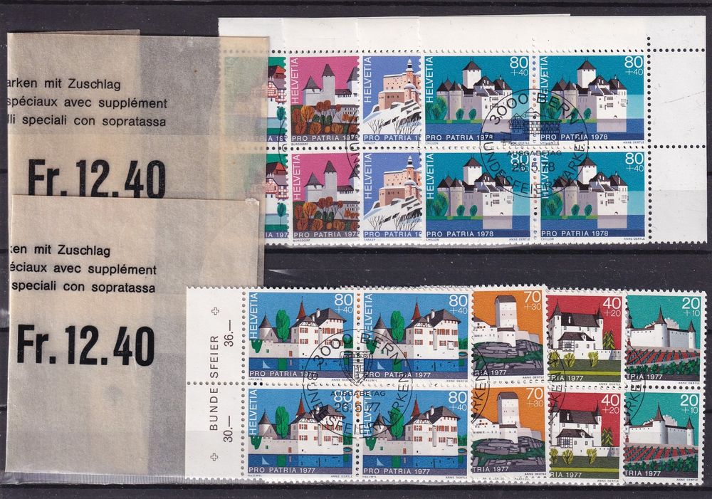 Blocs de 4 / Pro Patria 1977 + 1978 / Oblitérés 1er jour | Kaufen auf Ricardo