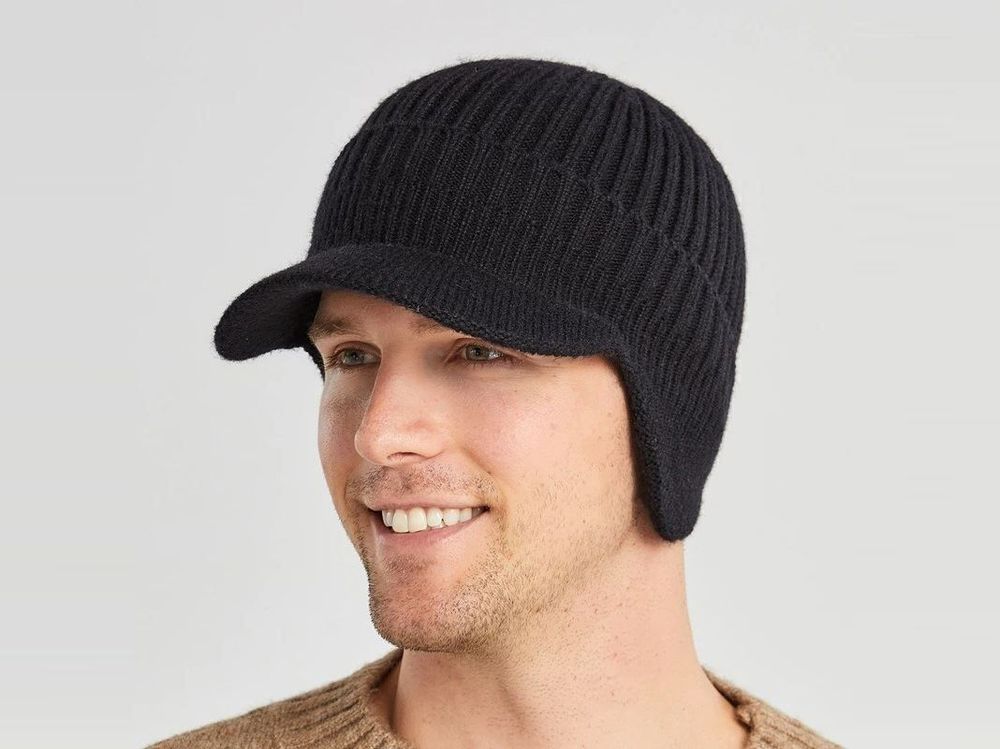 WARME WINTERKAPPE - STRICK MÜTZE EARFLAP - WINTER KAPPE (Neu und ...