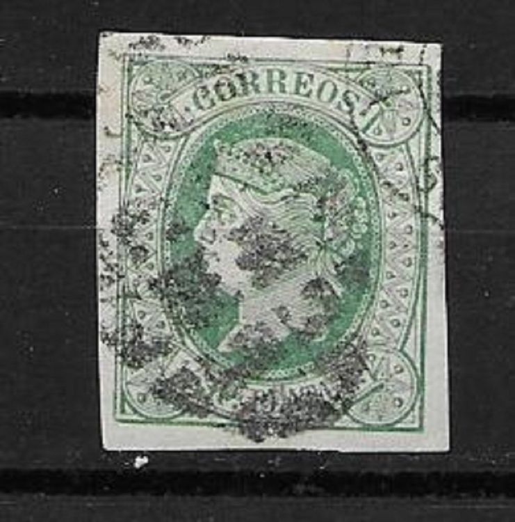 Spanisch-Westindien 1864: Königin Isabella II. 1/2 Real grün | Kaufen ...