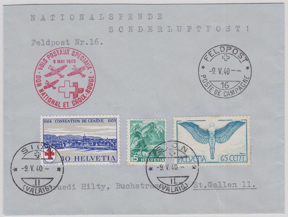 1940: Rotkreuz-Flug: Feldpost "Sion-16" - nur 47 Briefe! (Gebraucht) in ...