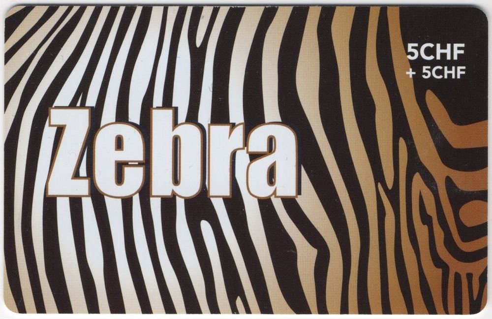 5 + 5 CHF Zebra - seltene Schweizer Prepaid Telefonkarte (Gebraucht) in Eglisau für CHF 2 – mit ...