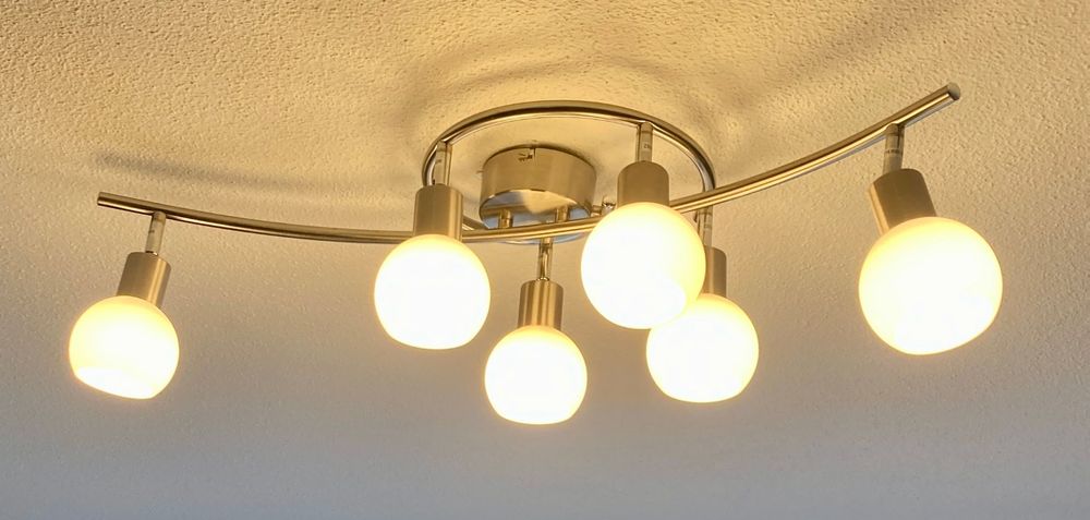 LED Glass Deckenleuchte mit 6 Spots und Leuchtmittel (Gebraucht) in ...
