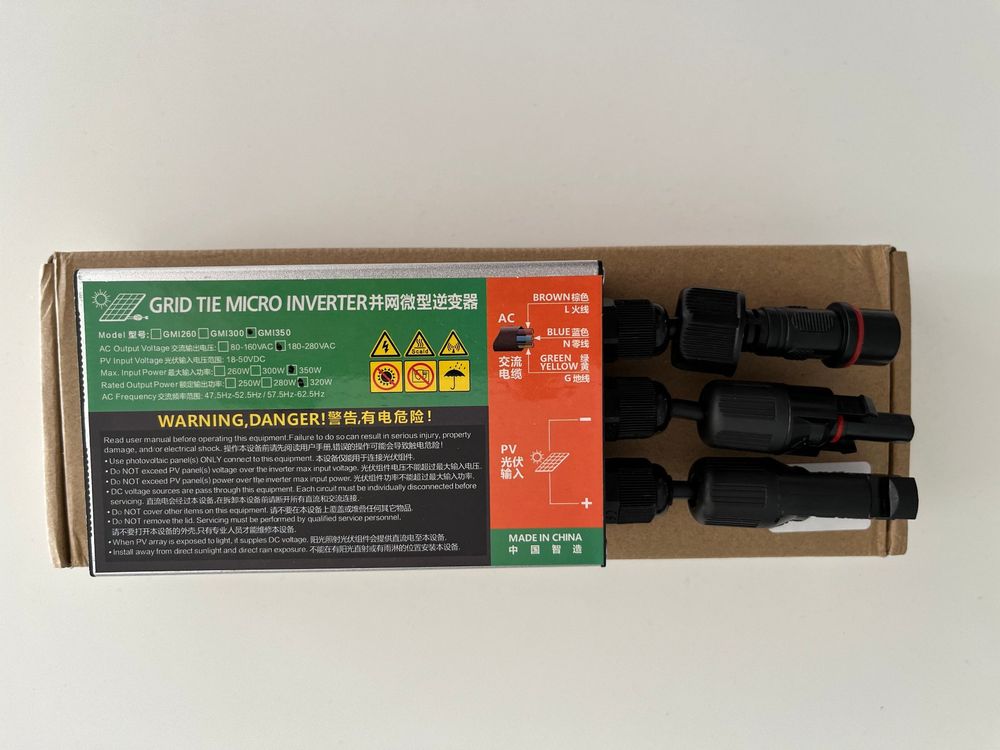 300 Watt Solar Wechselrichter Snaterm WMI-300 mit 6m Kabel (Neu und ...