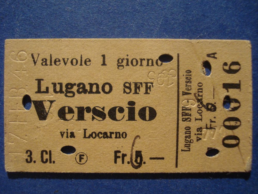 SBB - 17.2.1946 - LUGANO SFF - VERSCIO - 3.Classe (Gebraucht) in Biel ...