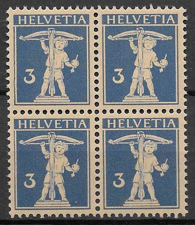 1933: Tellknabe mit Armbrust Viererblock 3 Rp.Nr.182z ** | Kaufen auf Ricardo