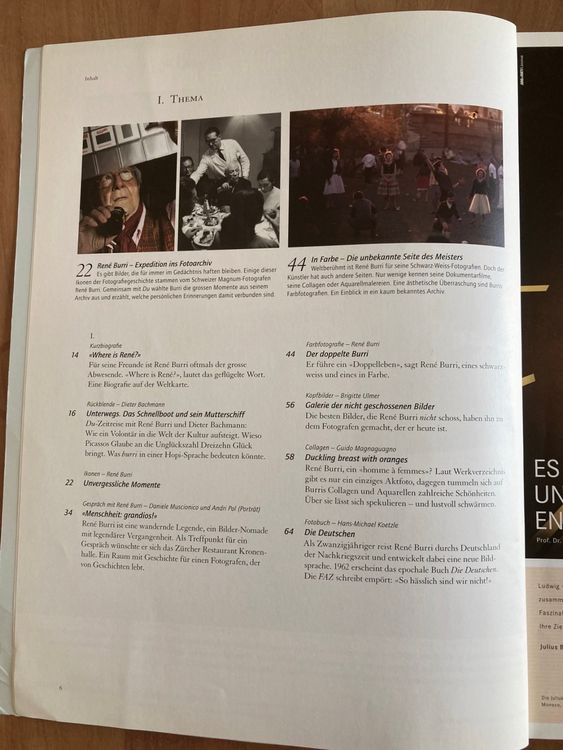 René Burri - DU die Zeitschrift der Kultur –Jubiläumsausgabe (Gebraucht) in Zürich für CHF 6 ...
