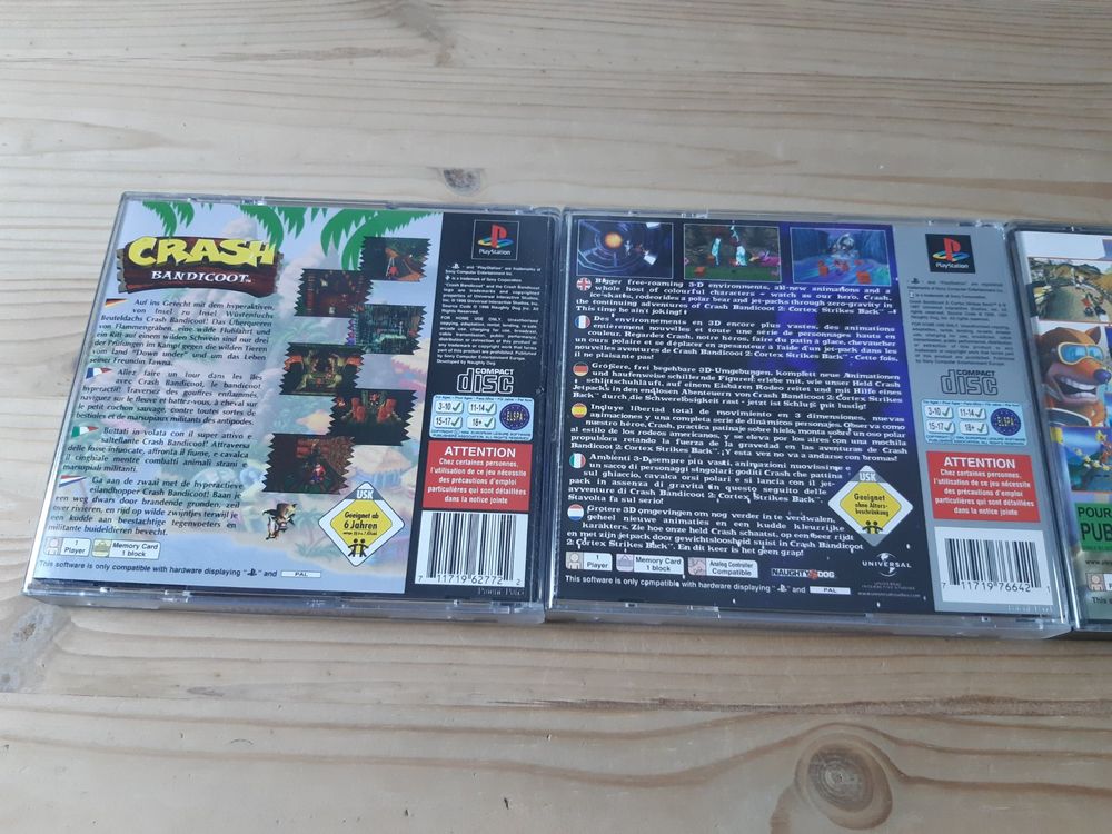 Crash Bandicoot PS1 Set 1 2 Cortex Strikes Back 3 Warped CTR | Kaufen auf Ricardo