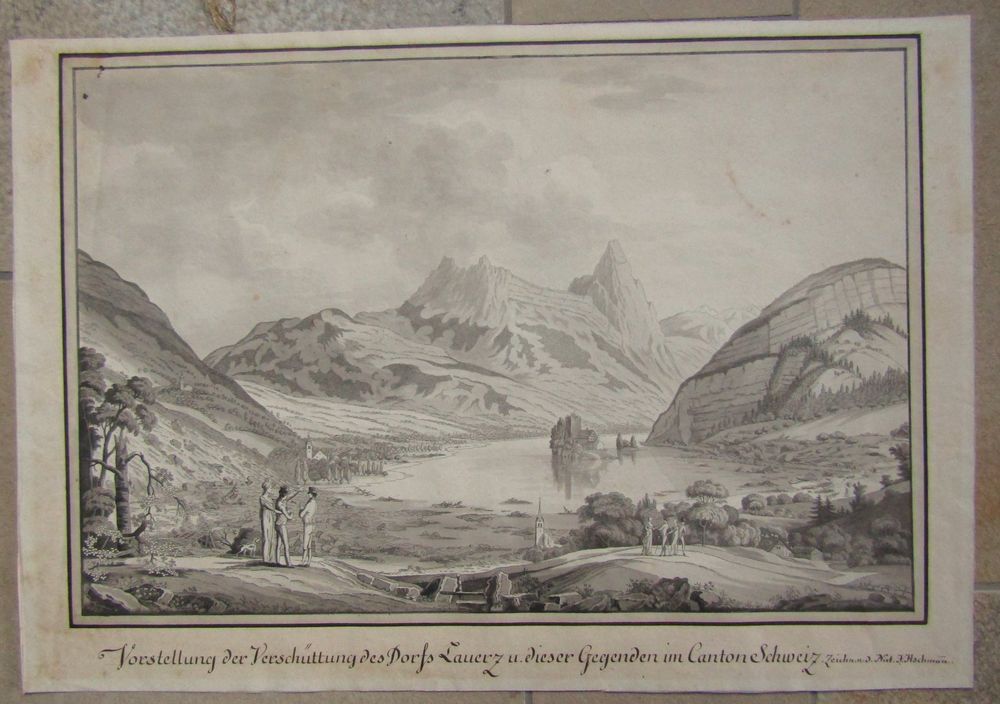 Lauerz Lowerzersee Umrissstich von Aschmann um 1808 selten (Gebraucht ...